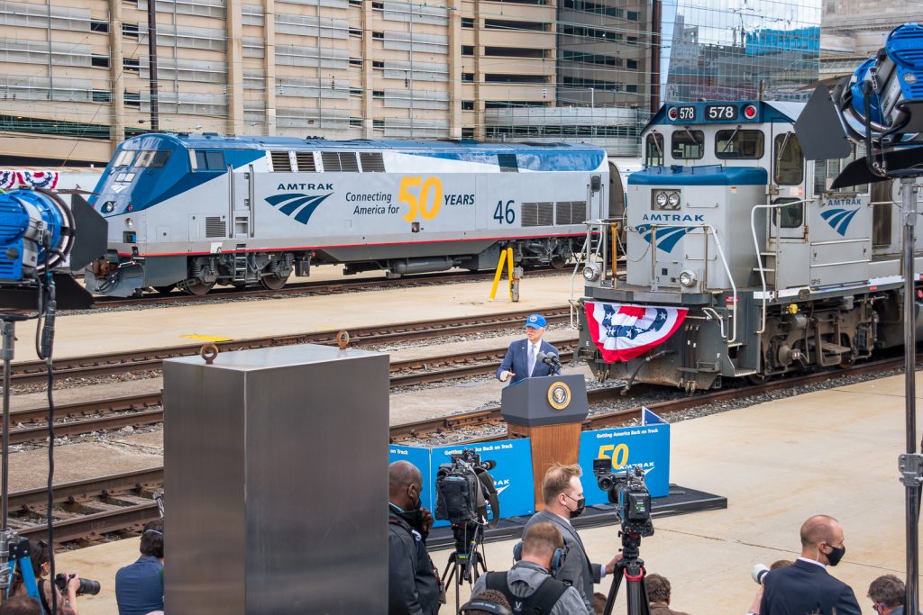 Infrastructure Pic 2 President 'Amtrak' Joe Biden visits Philadelphia ...